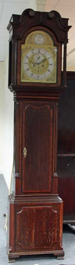 Lot 130 - An oak and mahogany cased longcase clock,