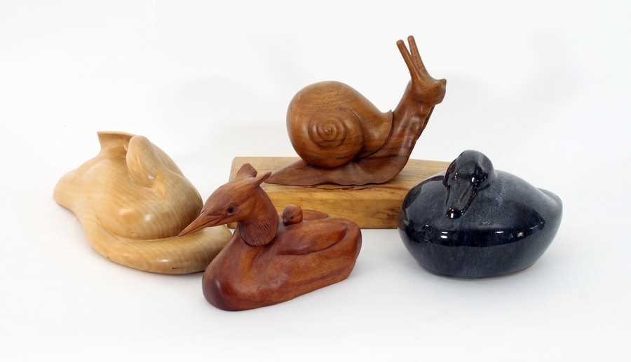 Lot 287 - Mike Bowles, carved figure of a Grebe,