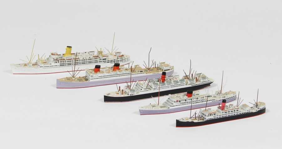 Lot 342 - Five Albatros waterline ship models,