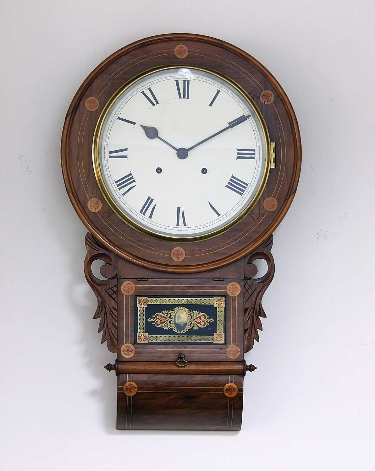 Lot 657 - A late 19th Century drop head wall clock,