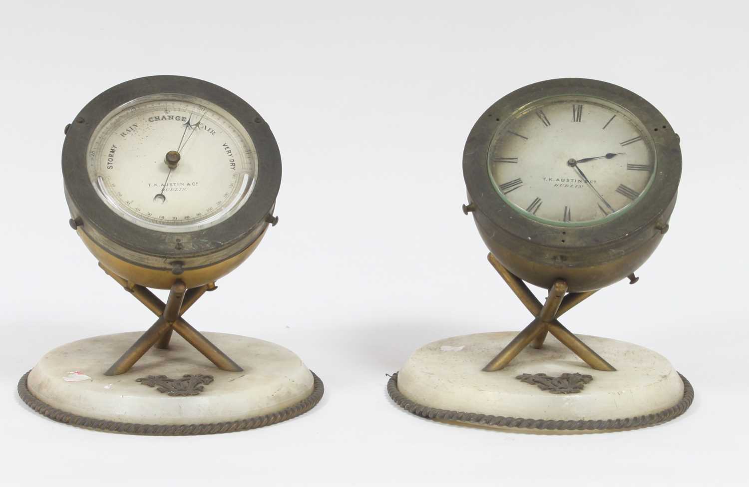 Lot 329 - A table clock and table barometer, T A