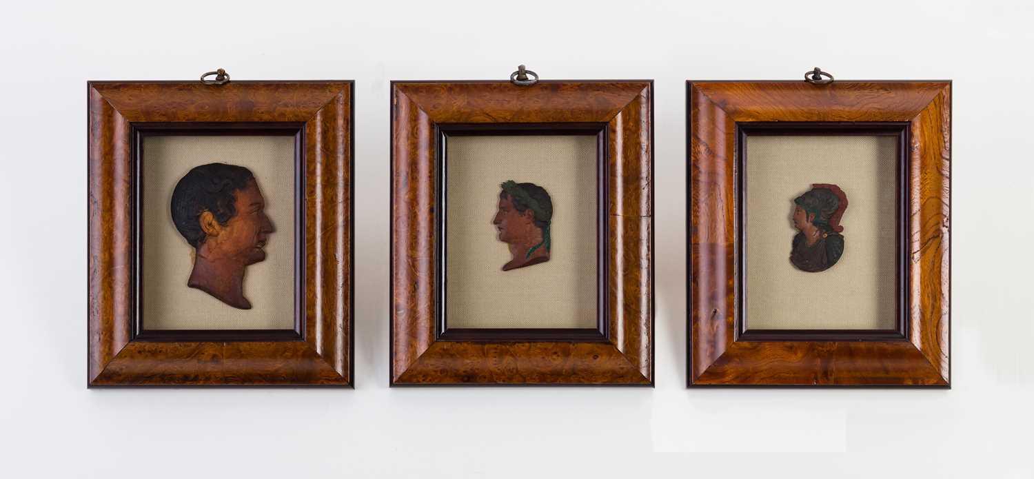 Lot 192 - Three wax relief portraits: Arthur Wellesley,
