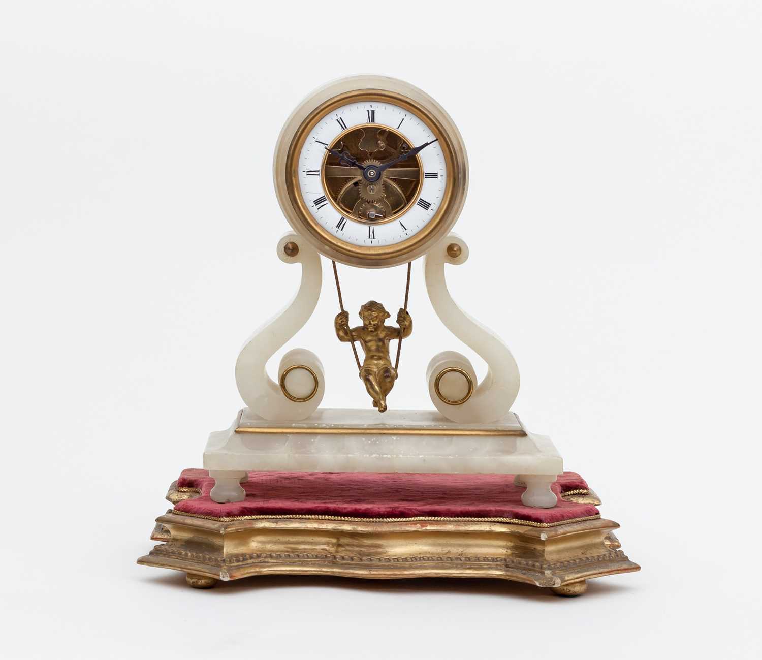 Lot 427 - A 19th Century French onyx mantel clock with