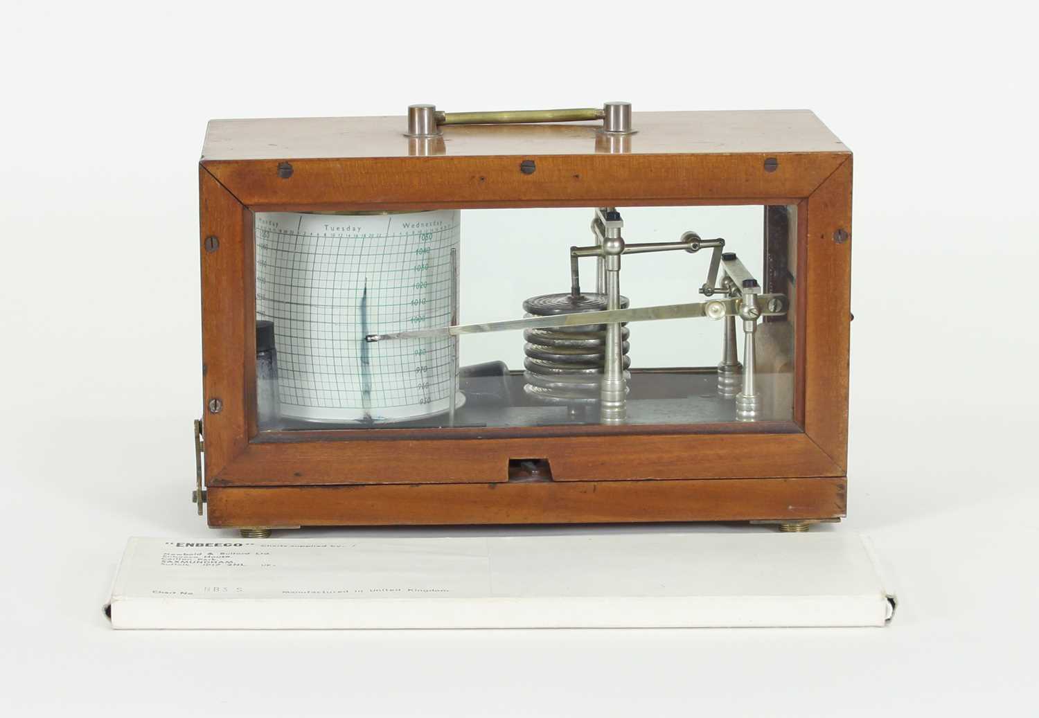 Lot 228 - A barograph in a glazed mahogany case, 28cm