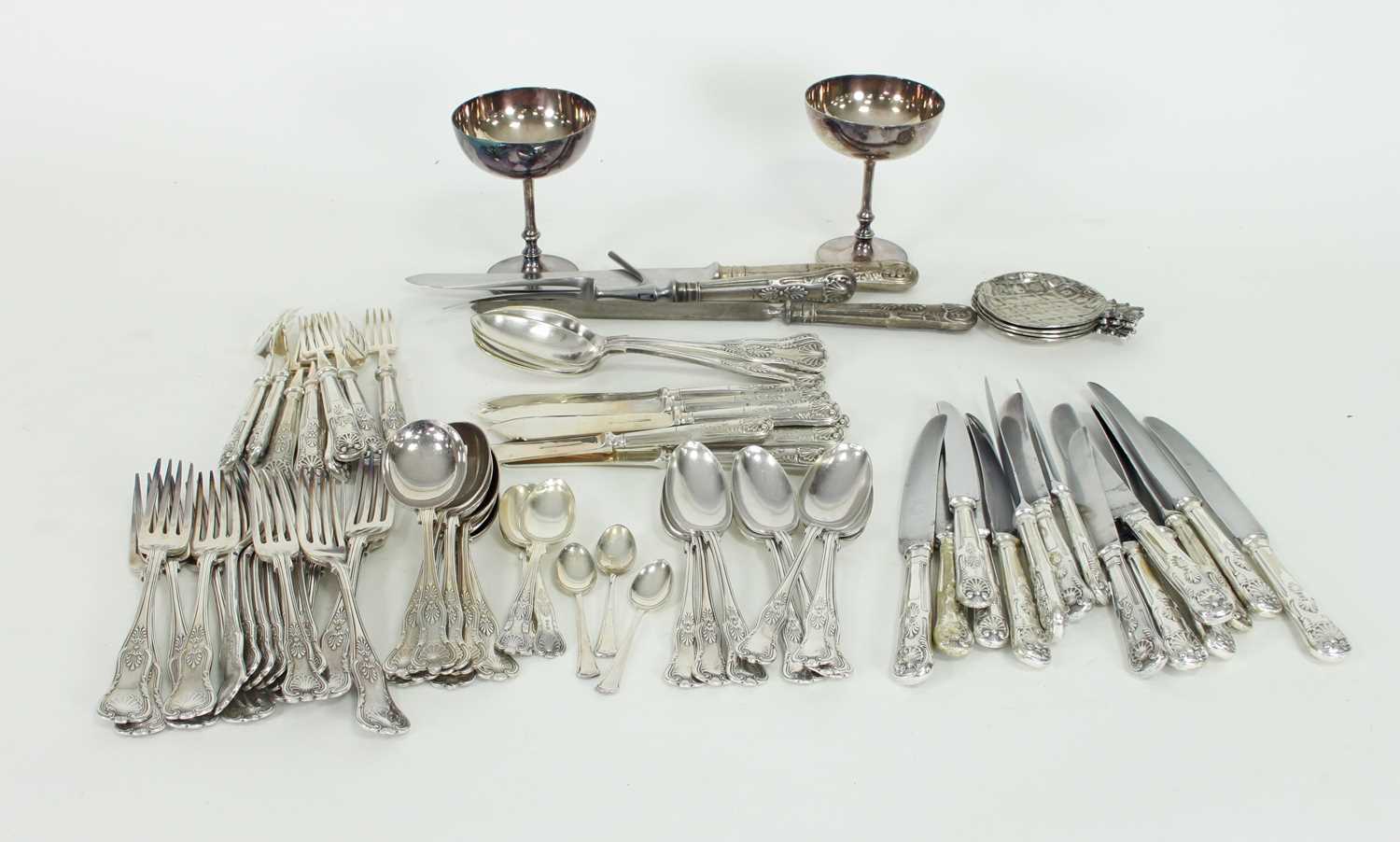 Lot 672 - A set of Kings pattern EPNS flatware, Mappin