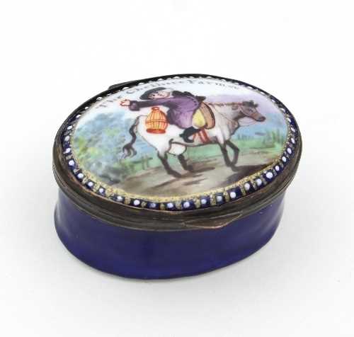 Lot 362 - A Bilston oval enamel box, late 18th Century,