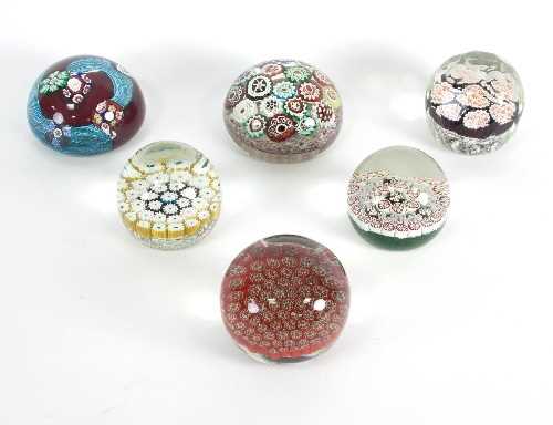 Lot 6 - A group of six Murano glass paperweights,