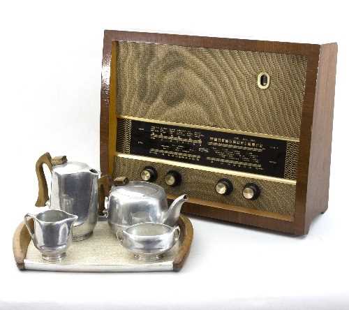 Lot 27 - A picquot ware tea set and tray and a 1950s
