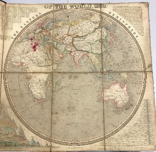 Lot 53 - Gillbert's New Map of the World 1839,