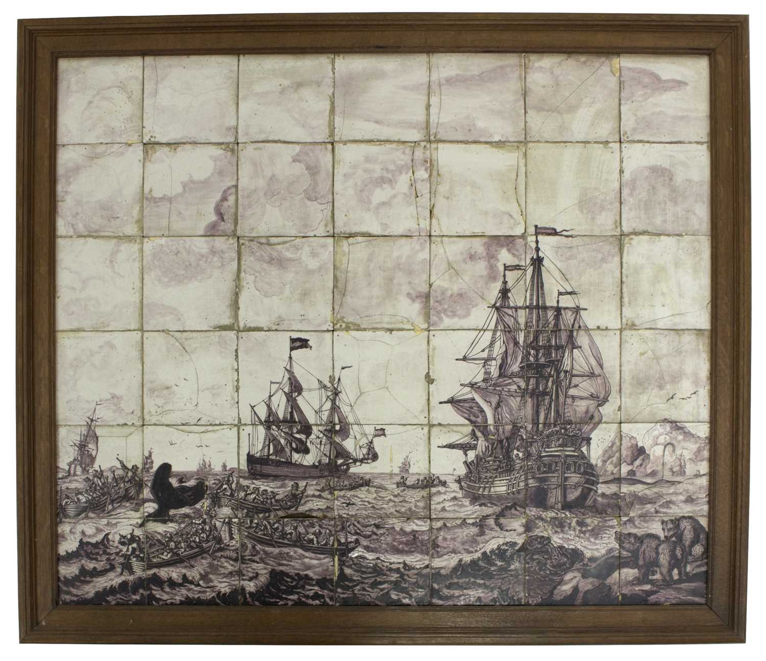 Lot 118 - An 18th Century manganese tiled tableau,