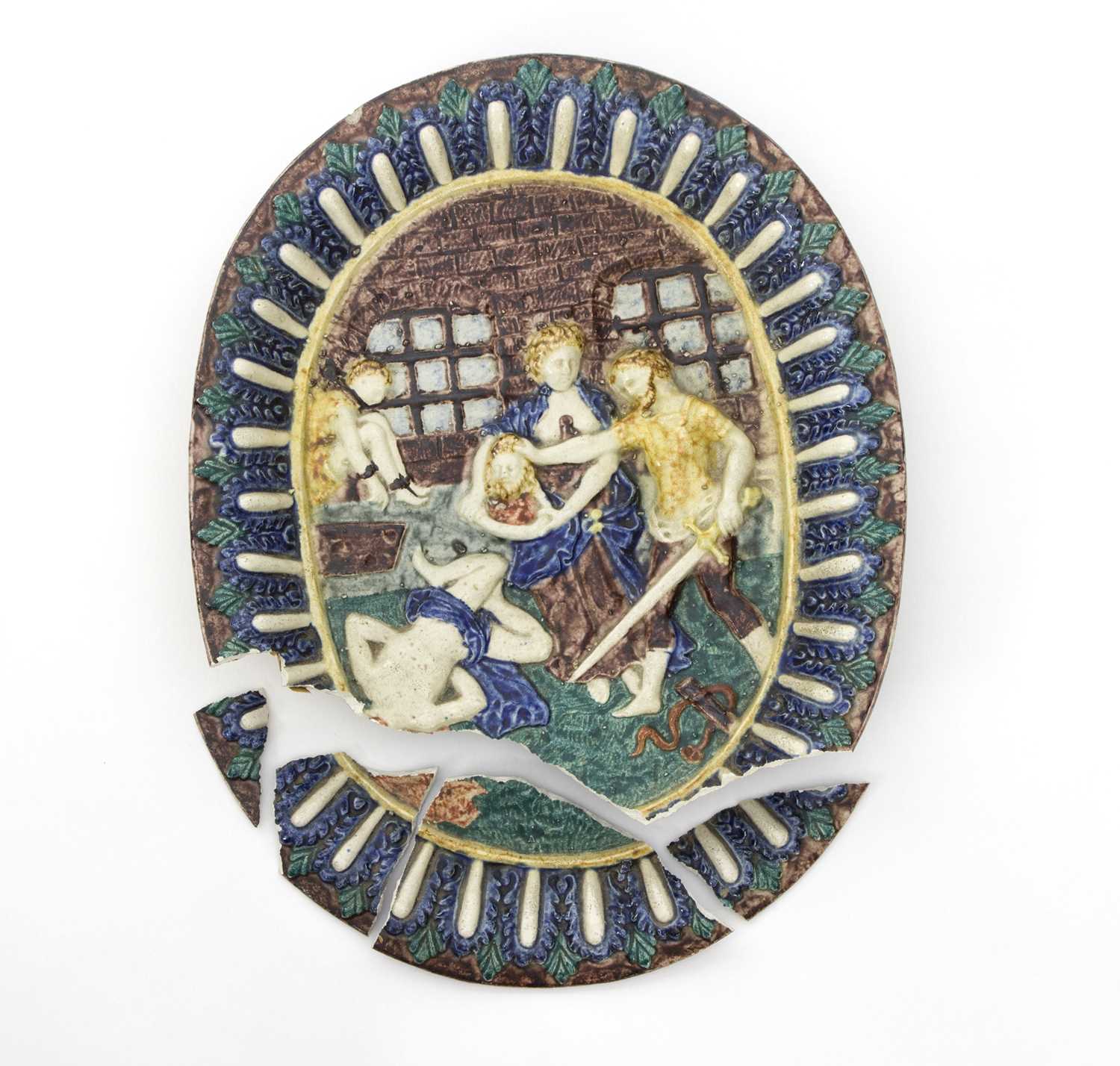 Lot 140 - A 19th Century Palissy style oval footed