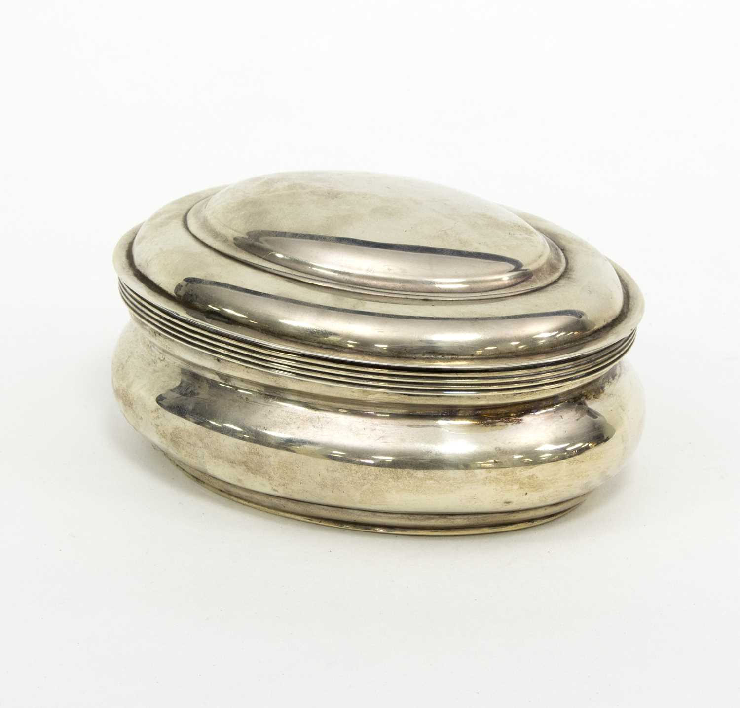 Lot 377 - An oval silver box, SWS & Co, Birmingham