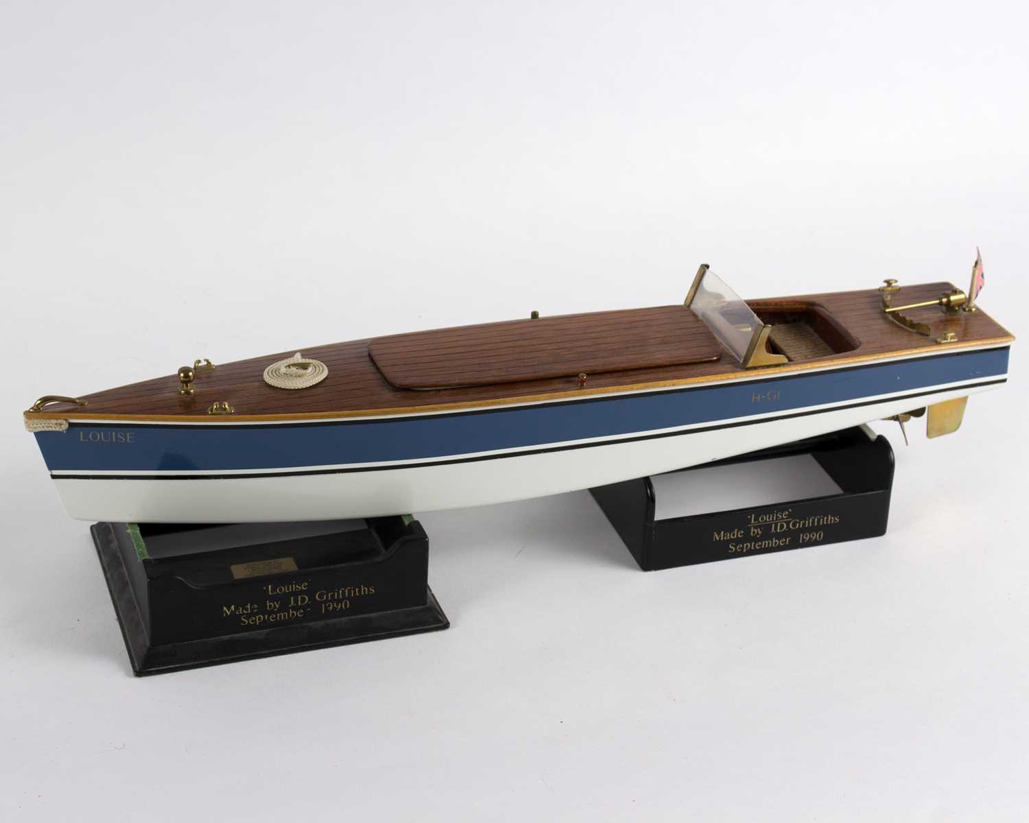 Lot 244 - A hand built model power boat 'Louise' made