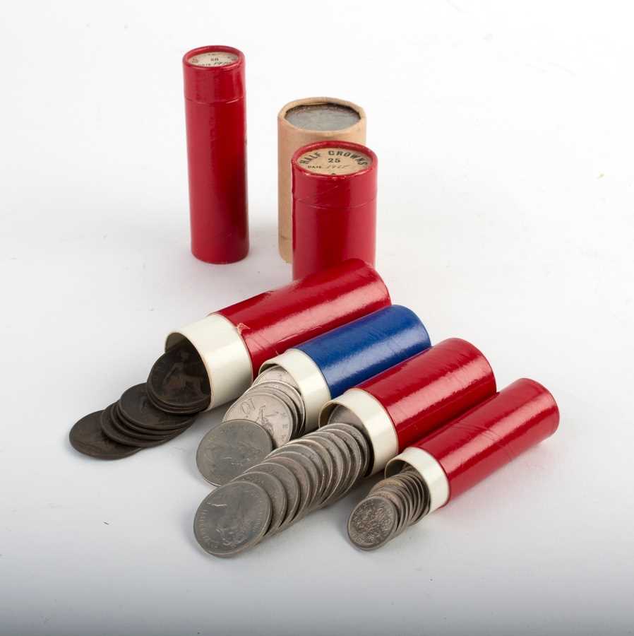 Lot 37 - A group of various coins in tubes, to include