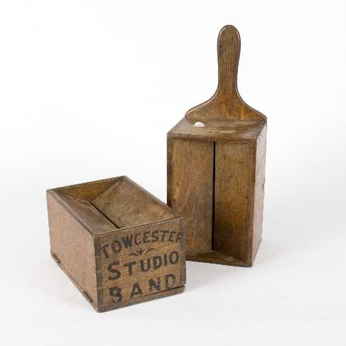 Lot 376 - Two oak collection boxes, made by Fred Crow
