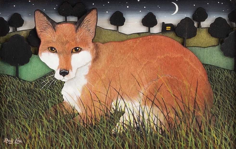Lot 217 - Roy Liu/Fox by Moonlight/signed/oil on