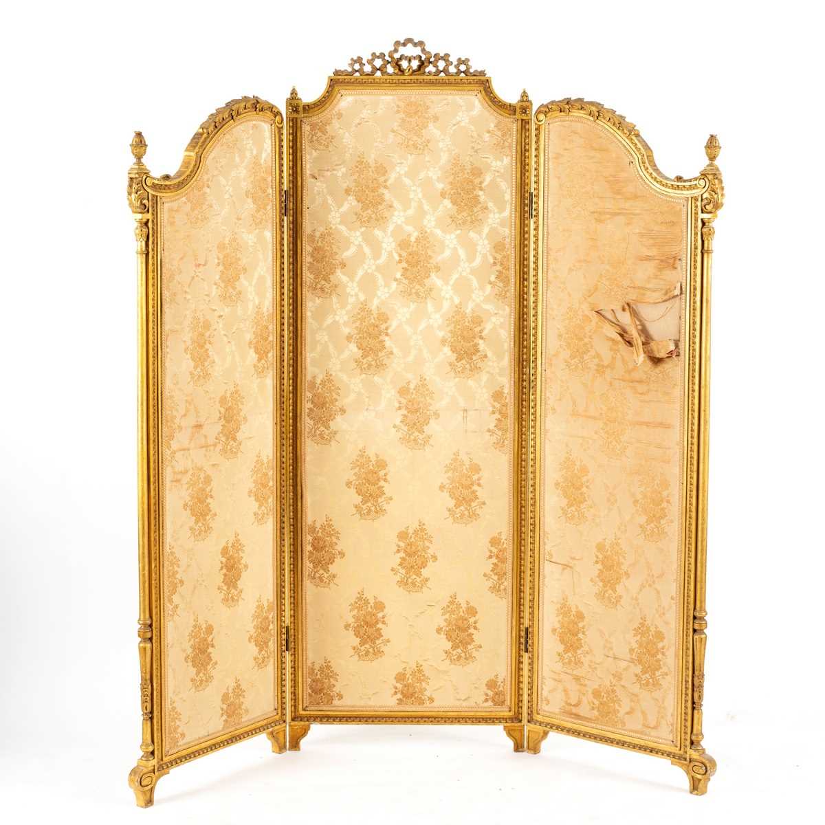Lot 45 - An Edwardian three-panel, two-fold screen