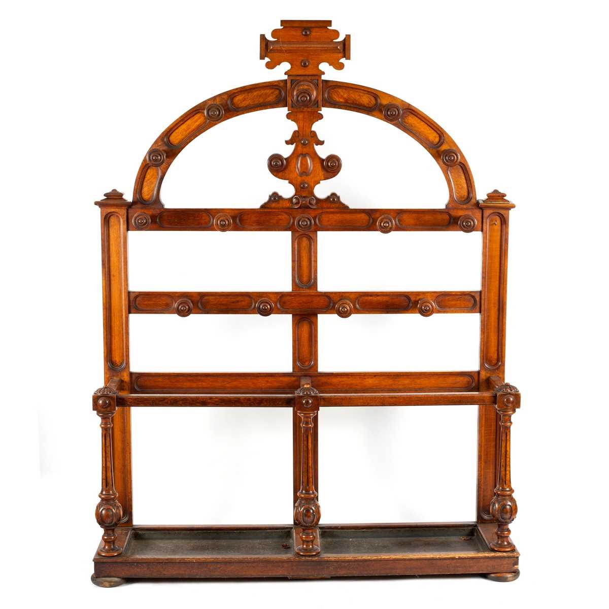 Lot 232 - A mid-Victorian oak hall stand, the arched