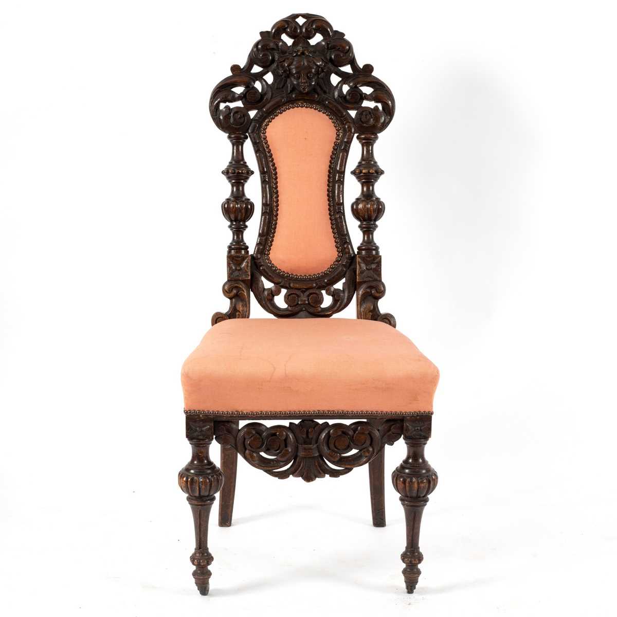 Lot 259 - A Carolean style oak single chair with