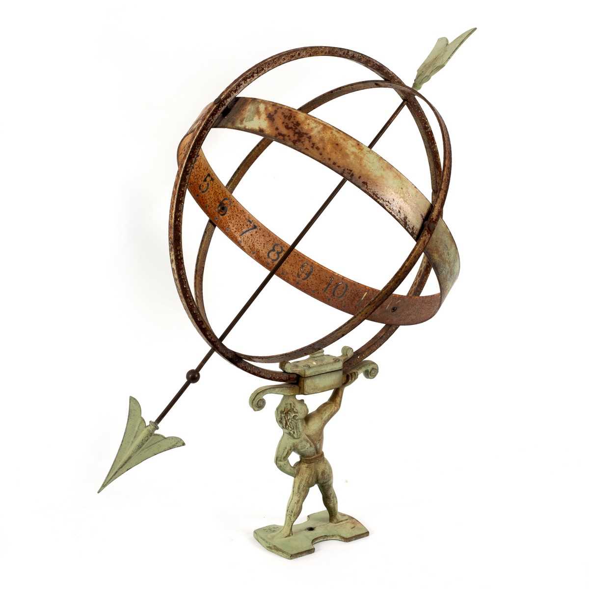 Lot 362 - A wrought iron sundial, the meridian with
