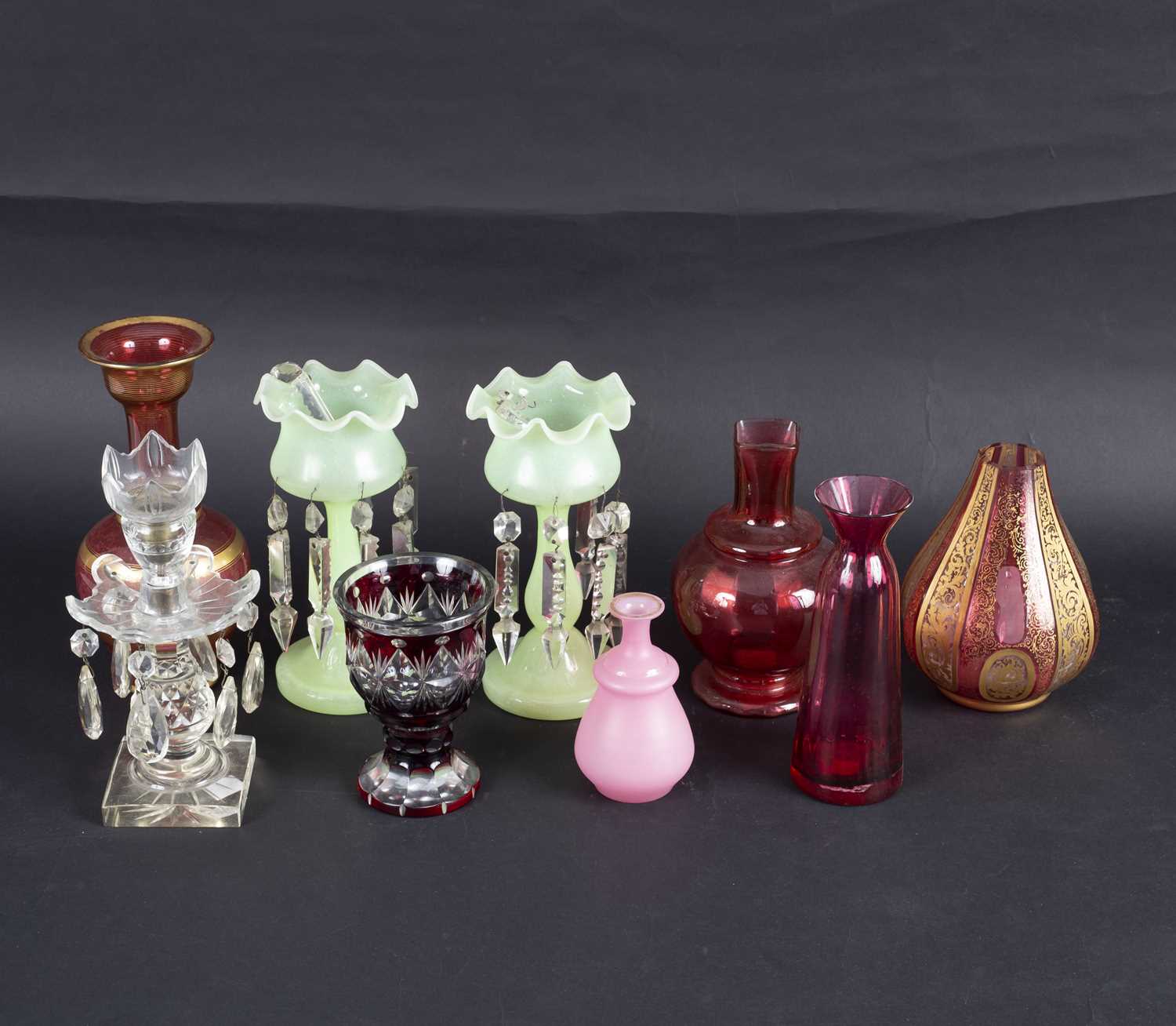 Lot 160 - A Victorian cut glass lustre candlestick