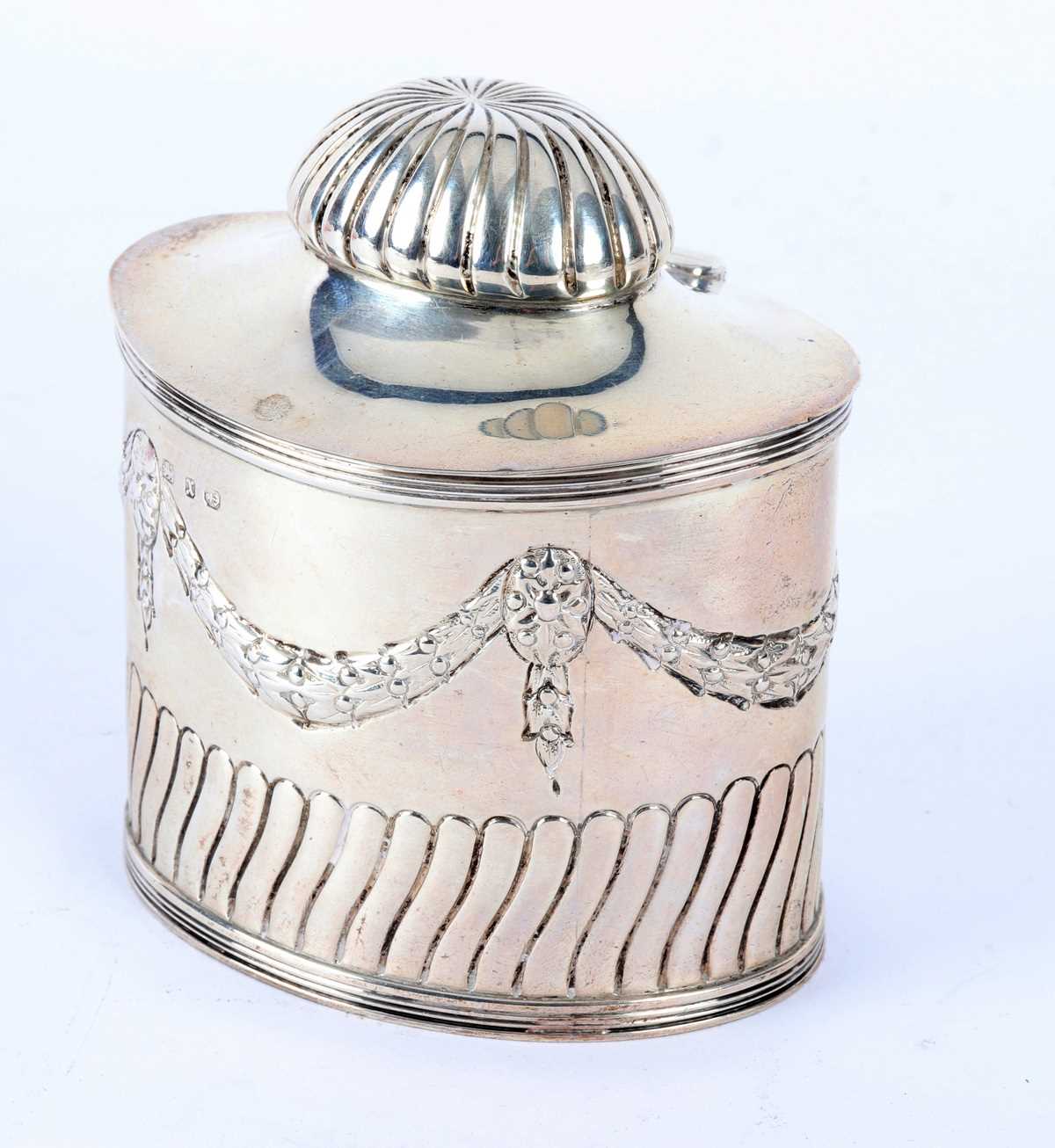 Lot 85 - An oval silver tea caddy, George Unite,