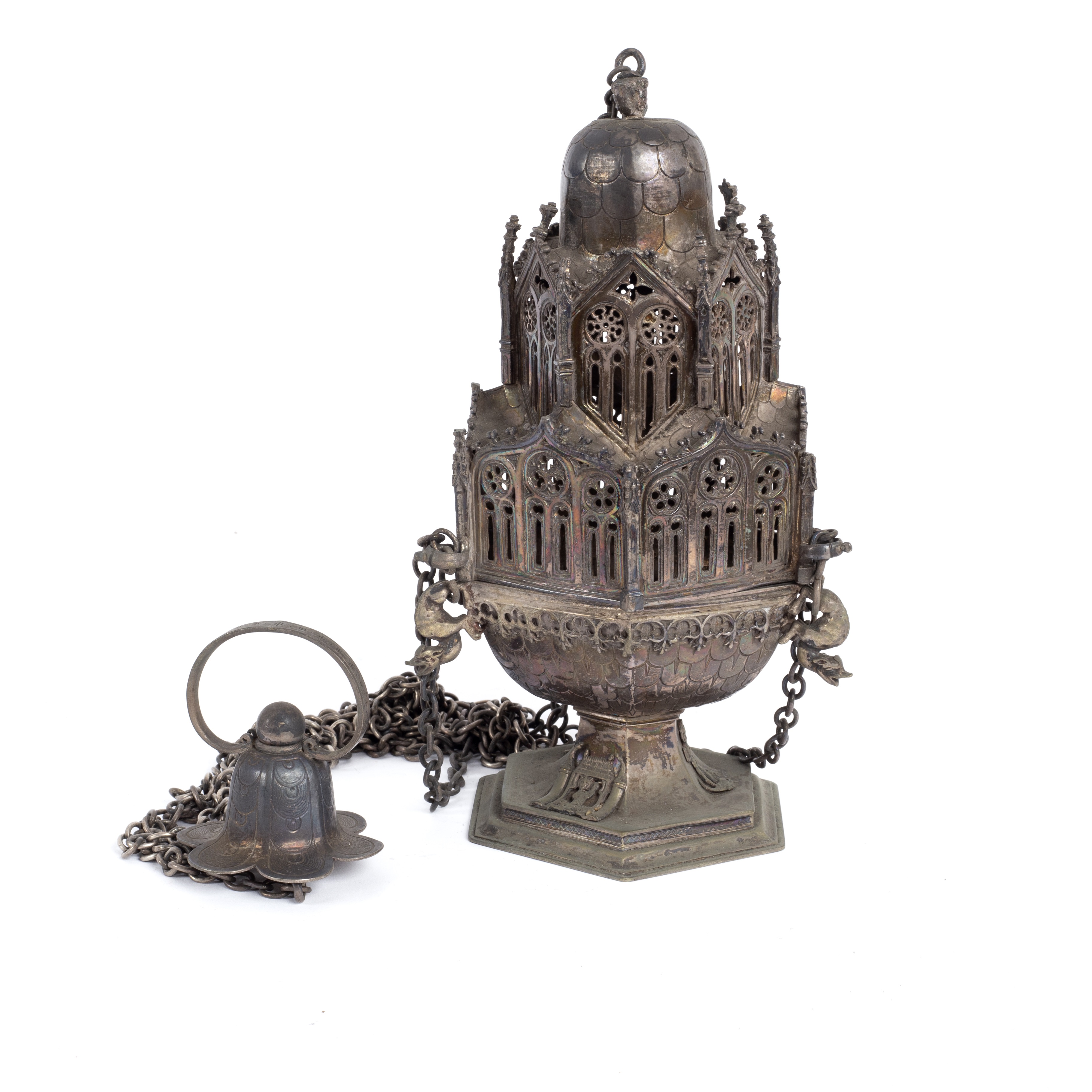 Lot 134 - A replica of a medieval censer, probably