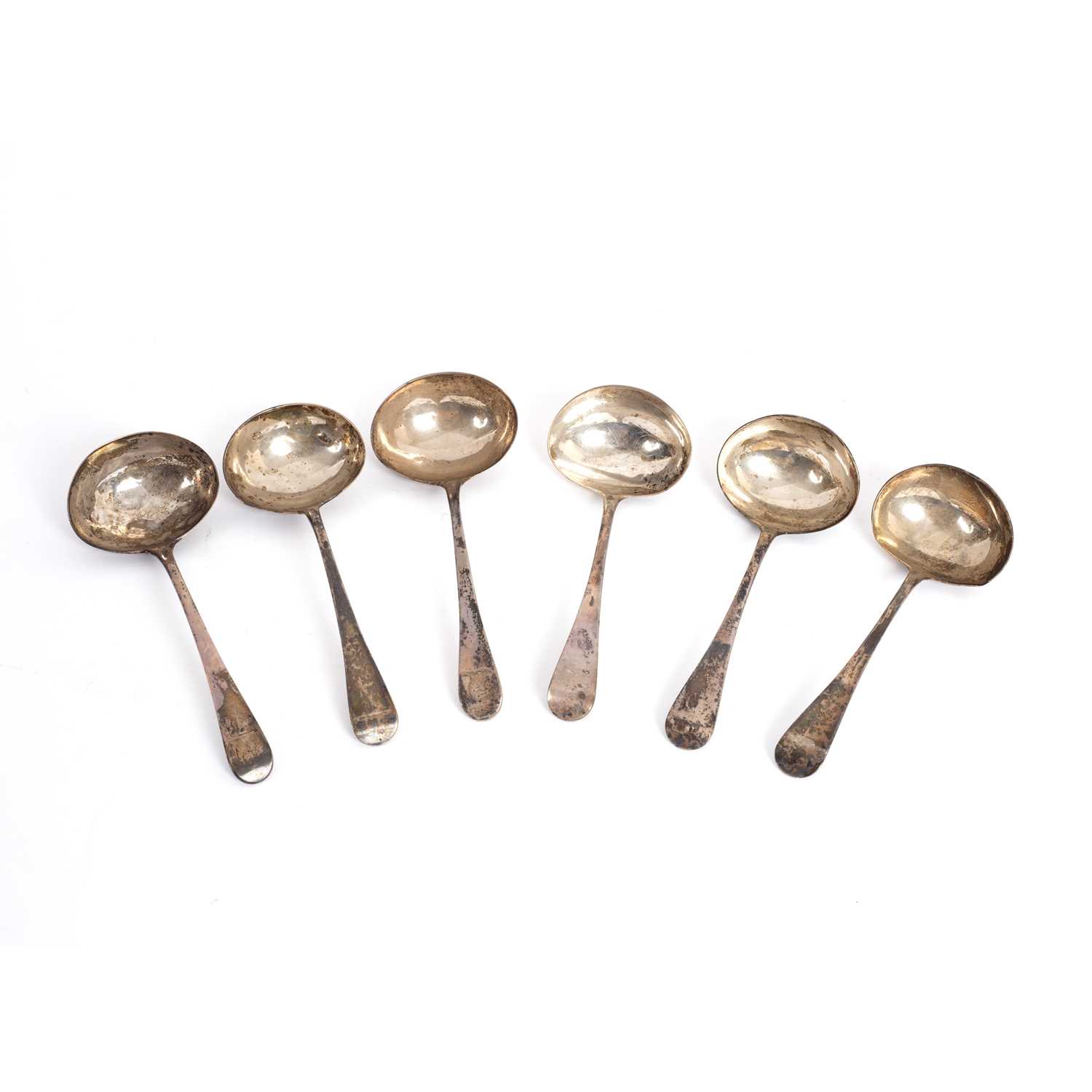 Lot 234 - Four old English pattern silver sauce ladles,