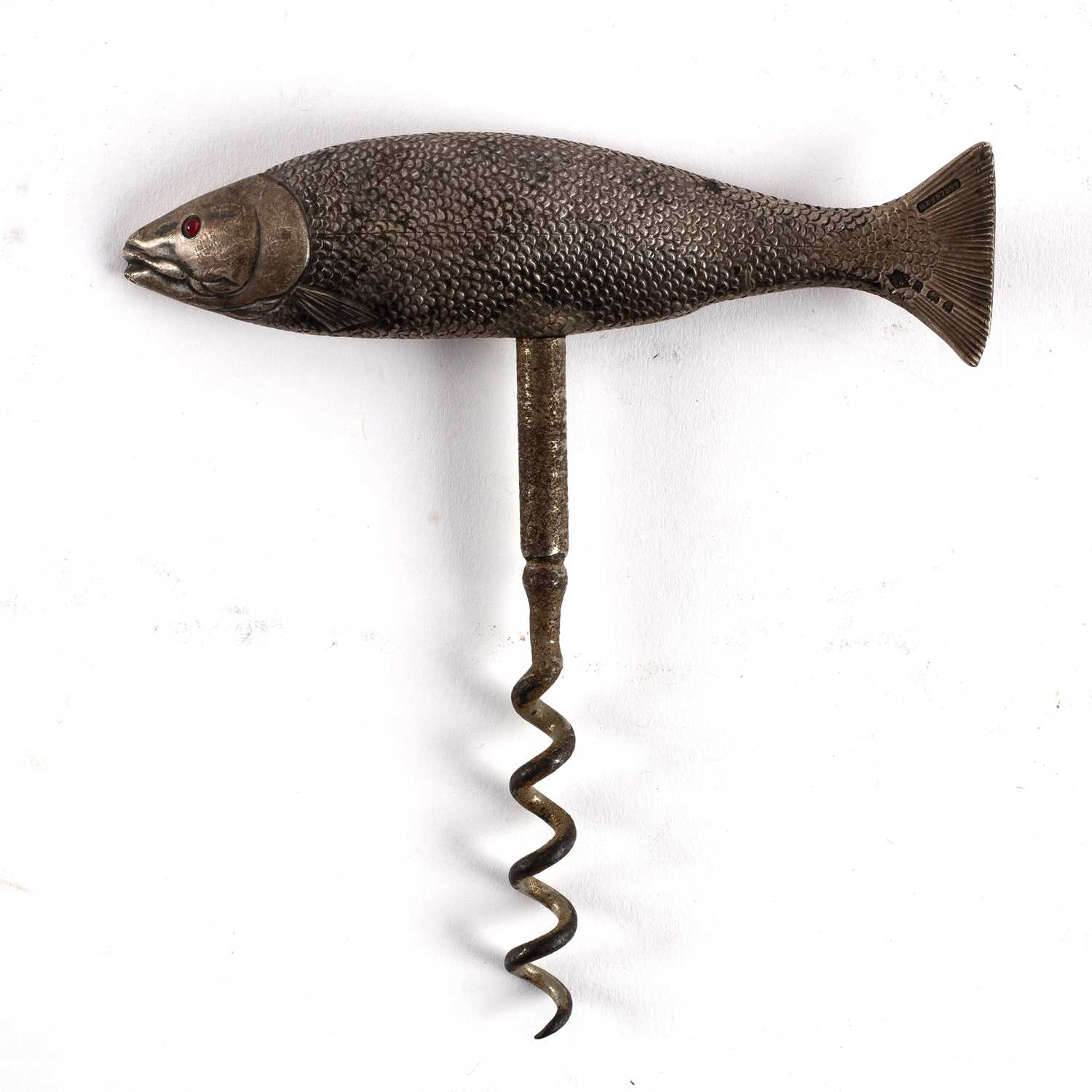 Lot 257 - An Edwardian novelty silver corkscrew,