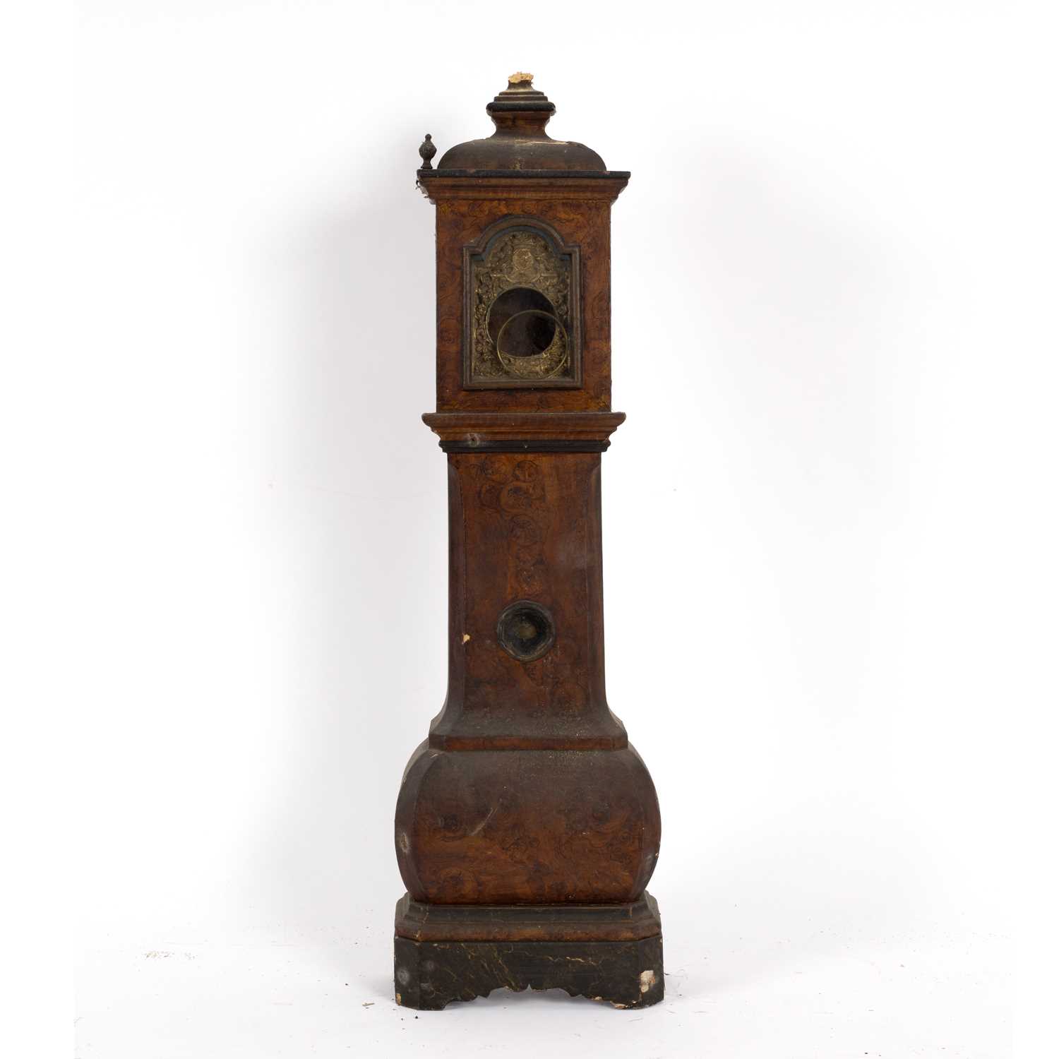 Lot 633 - A miniature walnut longcase clock, with an