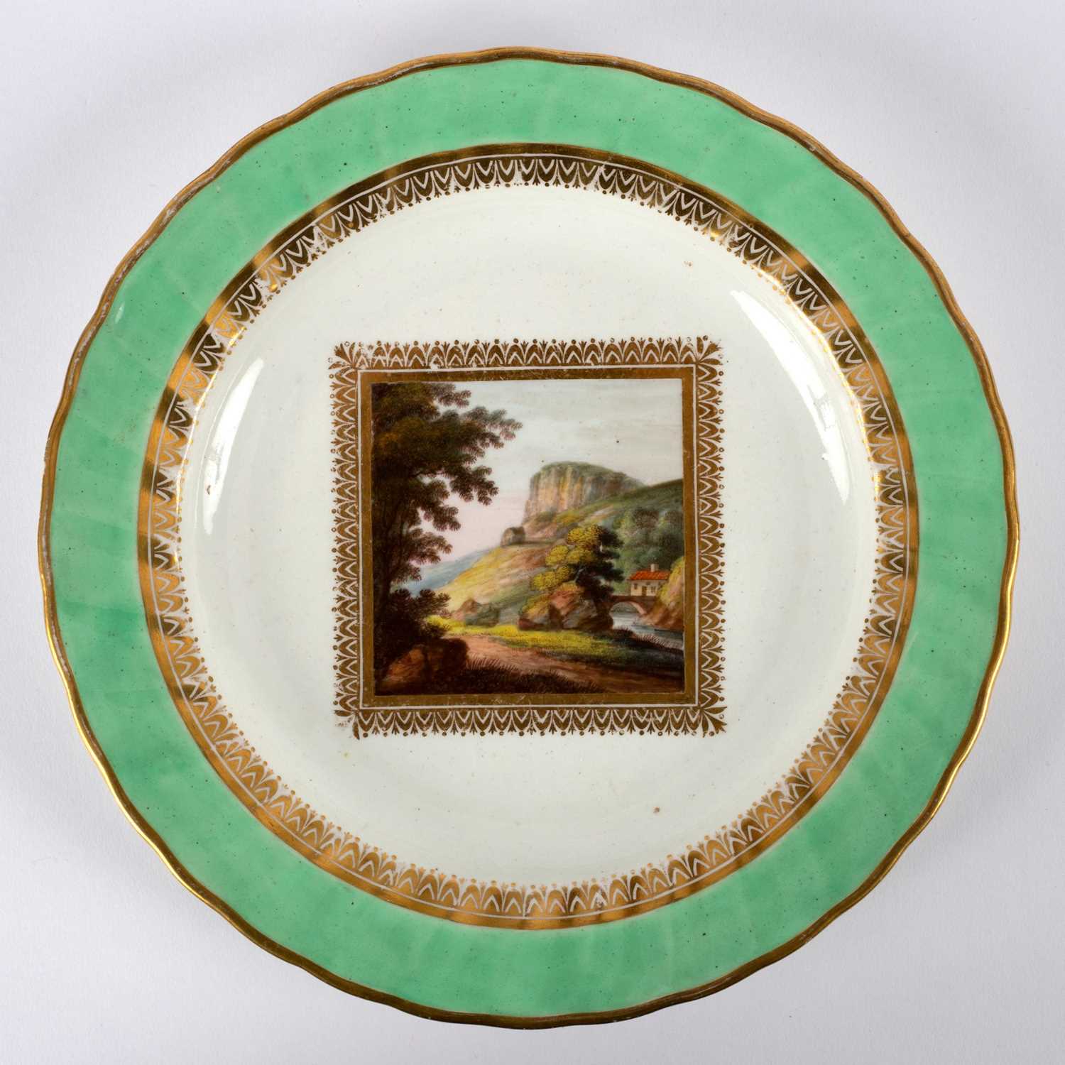 Lot 279 - A Derby green ground topographical plate,