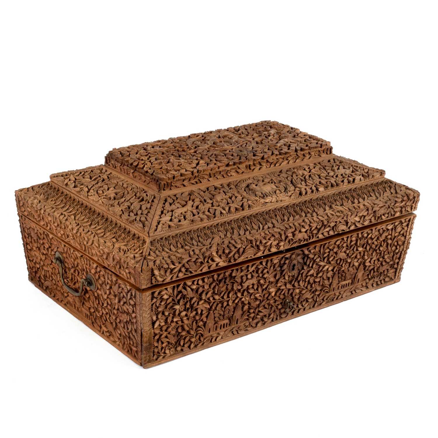 Lot 706 - An Anglo-Indian carved sandalwood box, early