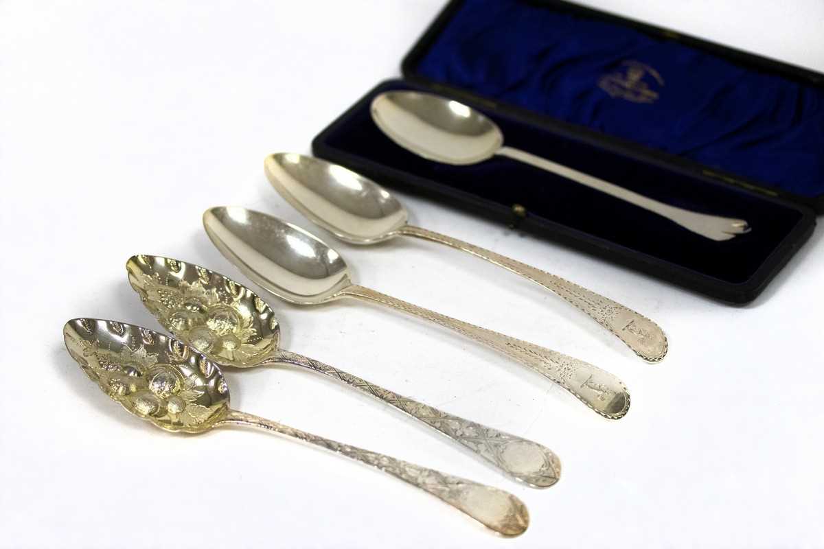 Lot 95 - A pair of George III bright cut silver