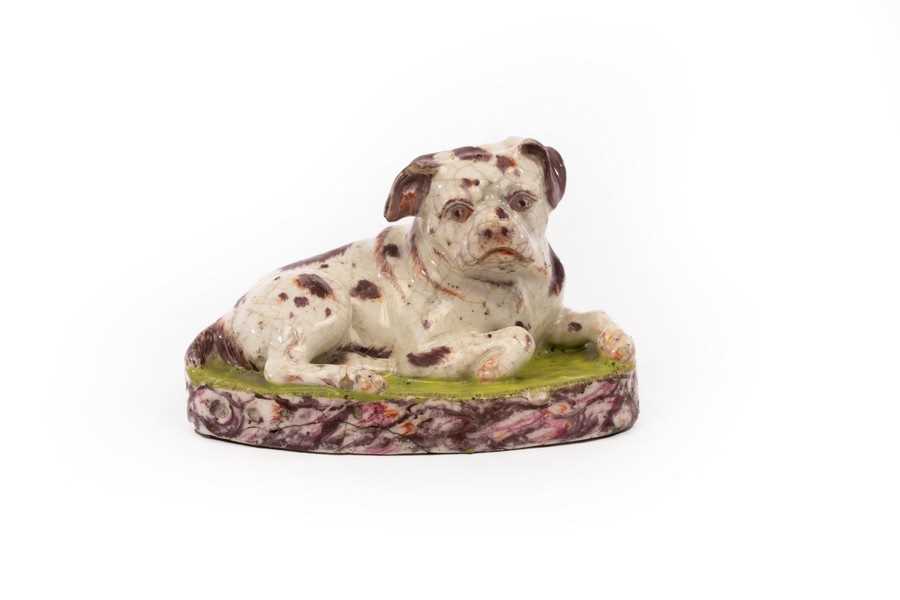 Lot 340 - A Chelsea porcelain figure of Hogarth's pug