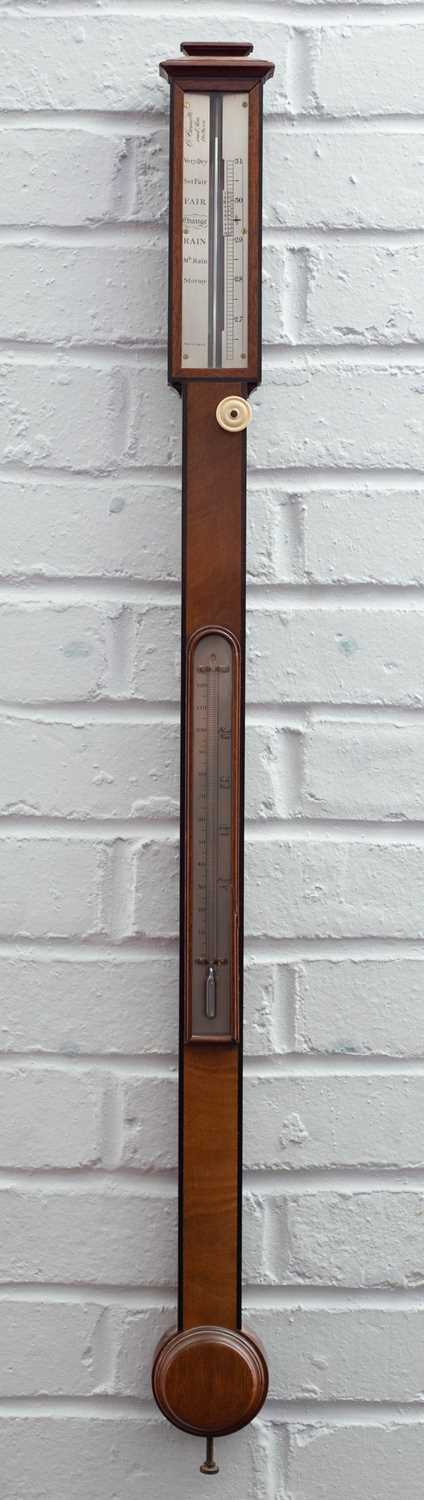 Lot 518 - A Georgian style mahogany stick barometer,