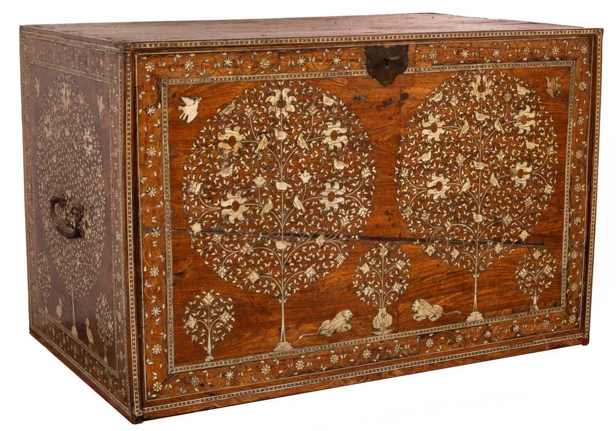 Lot 452 - A 17th Century Mughal ivory inlaid rosewood