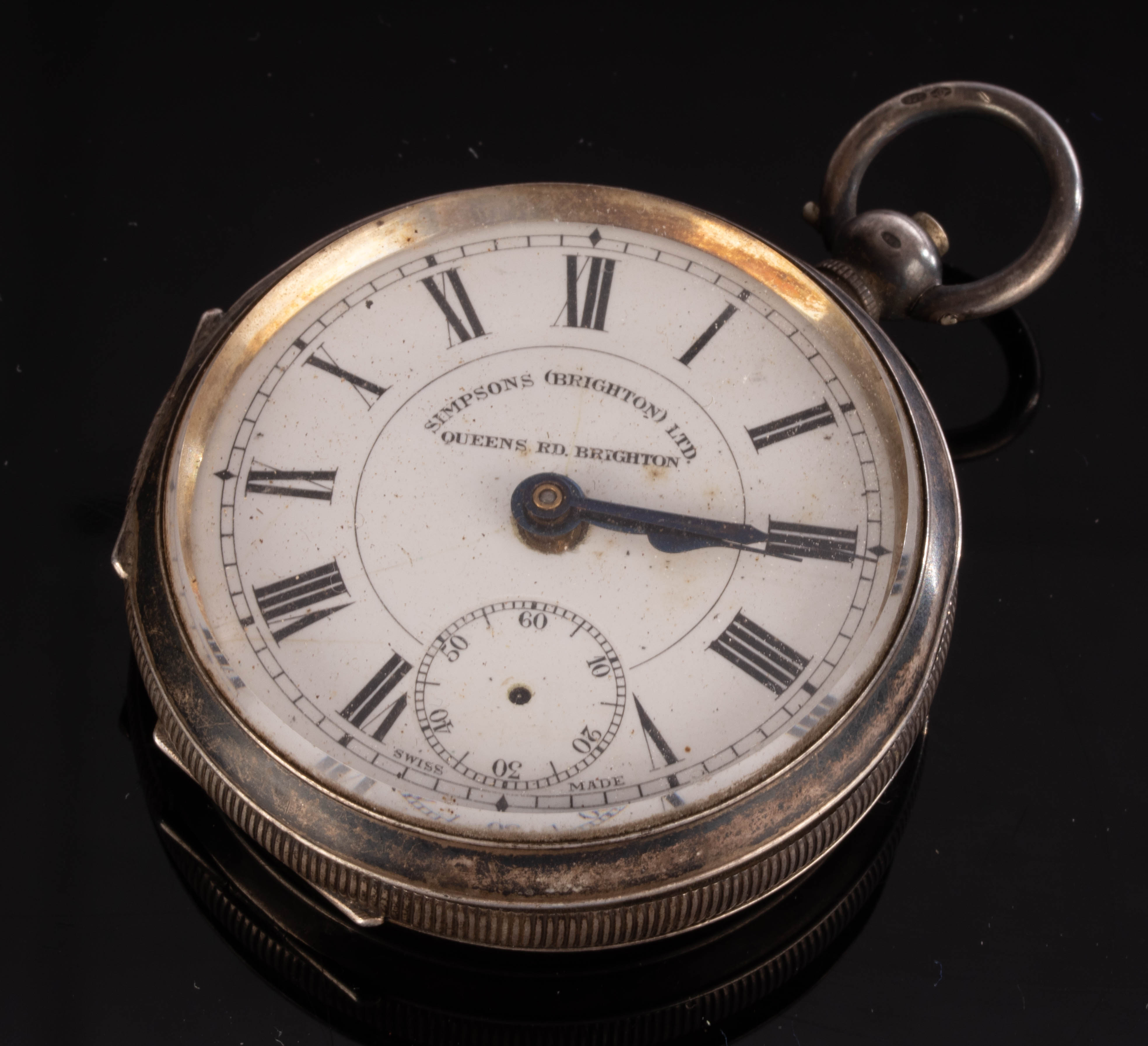 Lot 228 - A silver open faced pocket watch, Simpsons