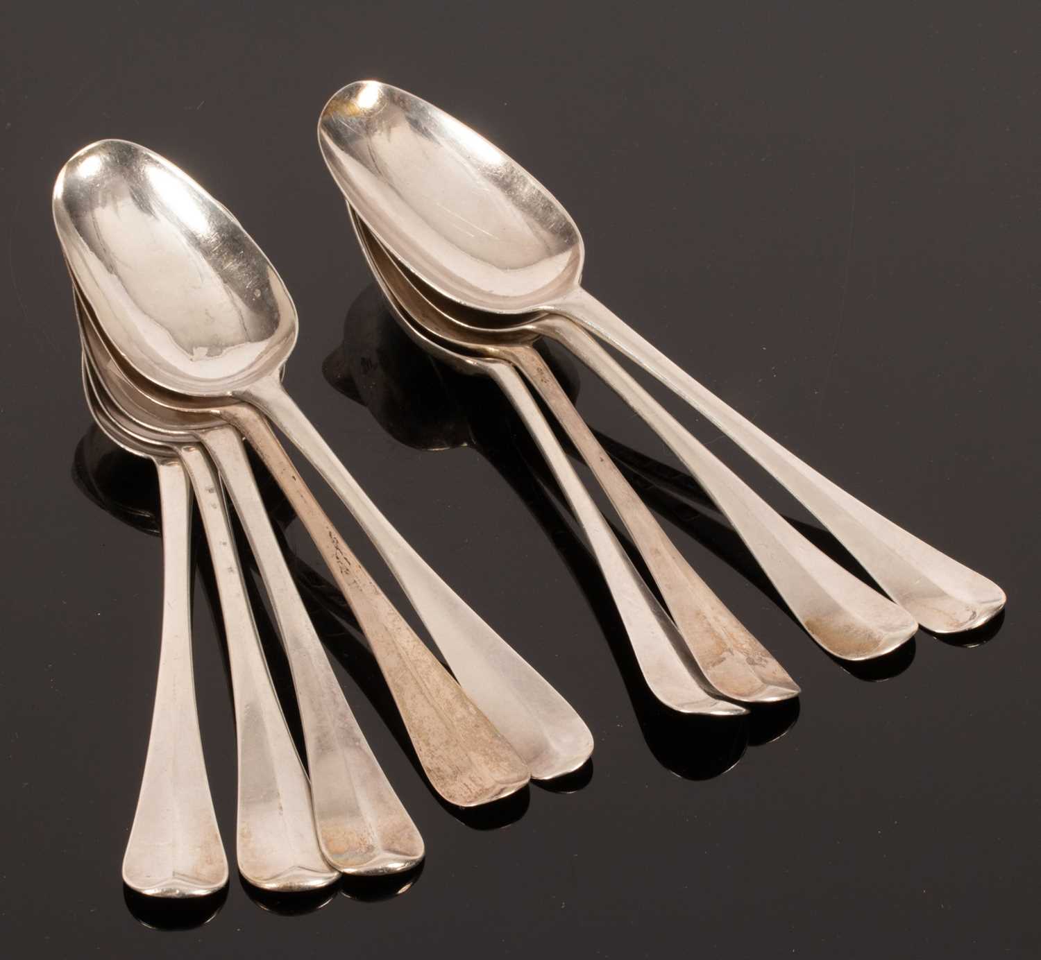 Lot 87 - Three rattail pattern silver tablespoons,