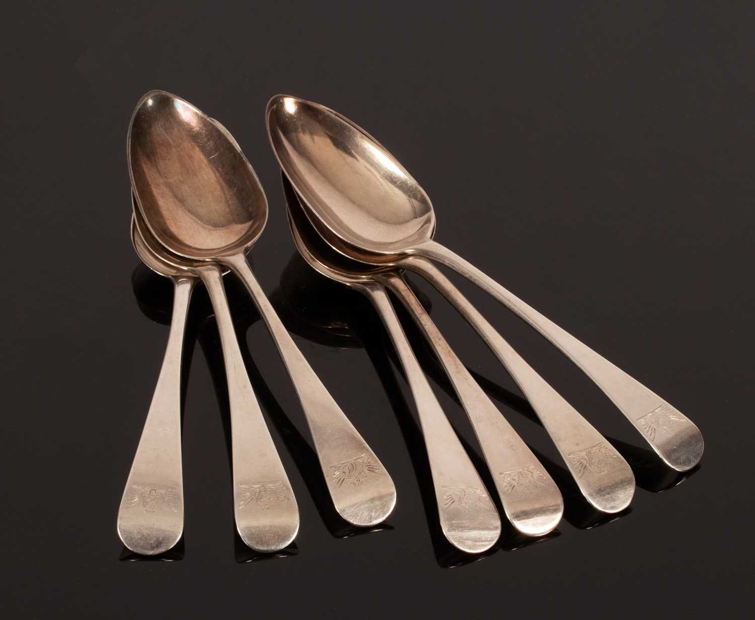 Lot 88 - A set of seven George III Old English pattern