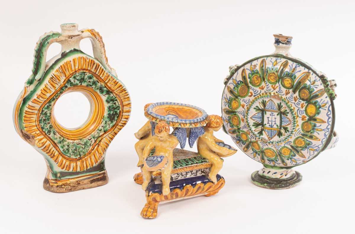 Lot 56 - Two Italian Maiolica pilgrim flasks,