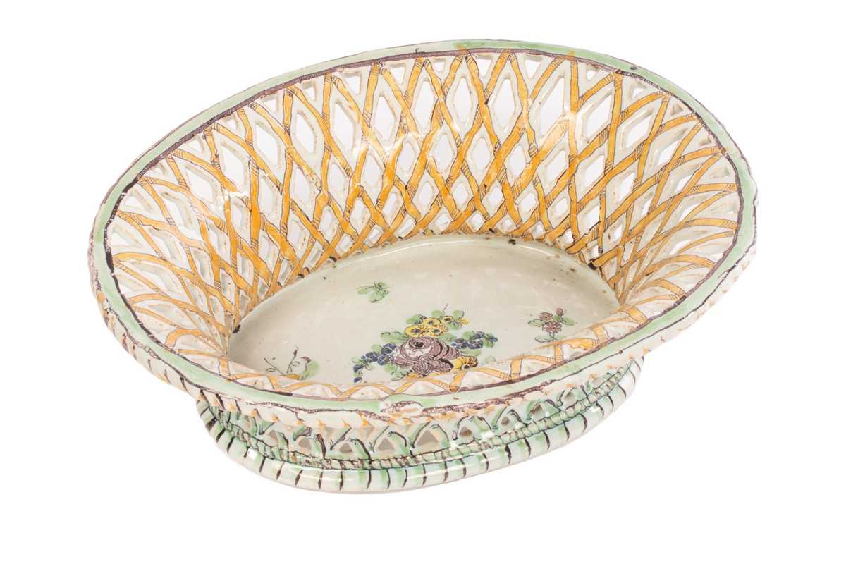 Lot 76 - A Proskau fayence basket, Poland, circa