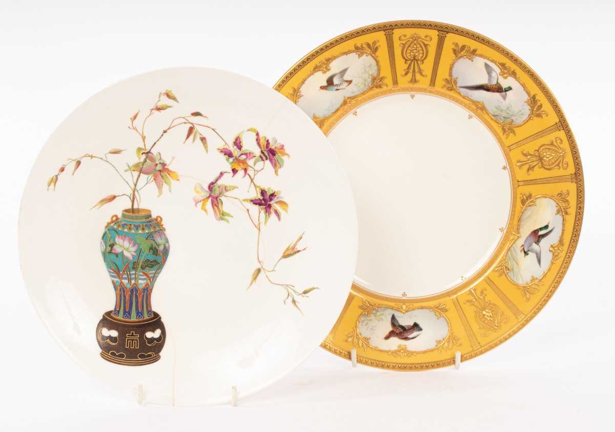 Lot 122 - Two Minton plates, one dated 1879, painted