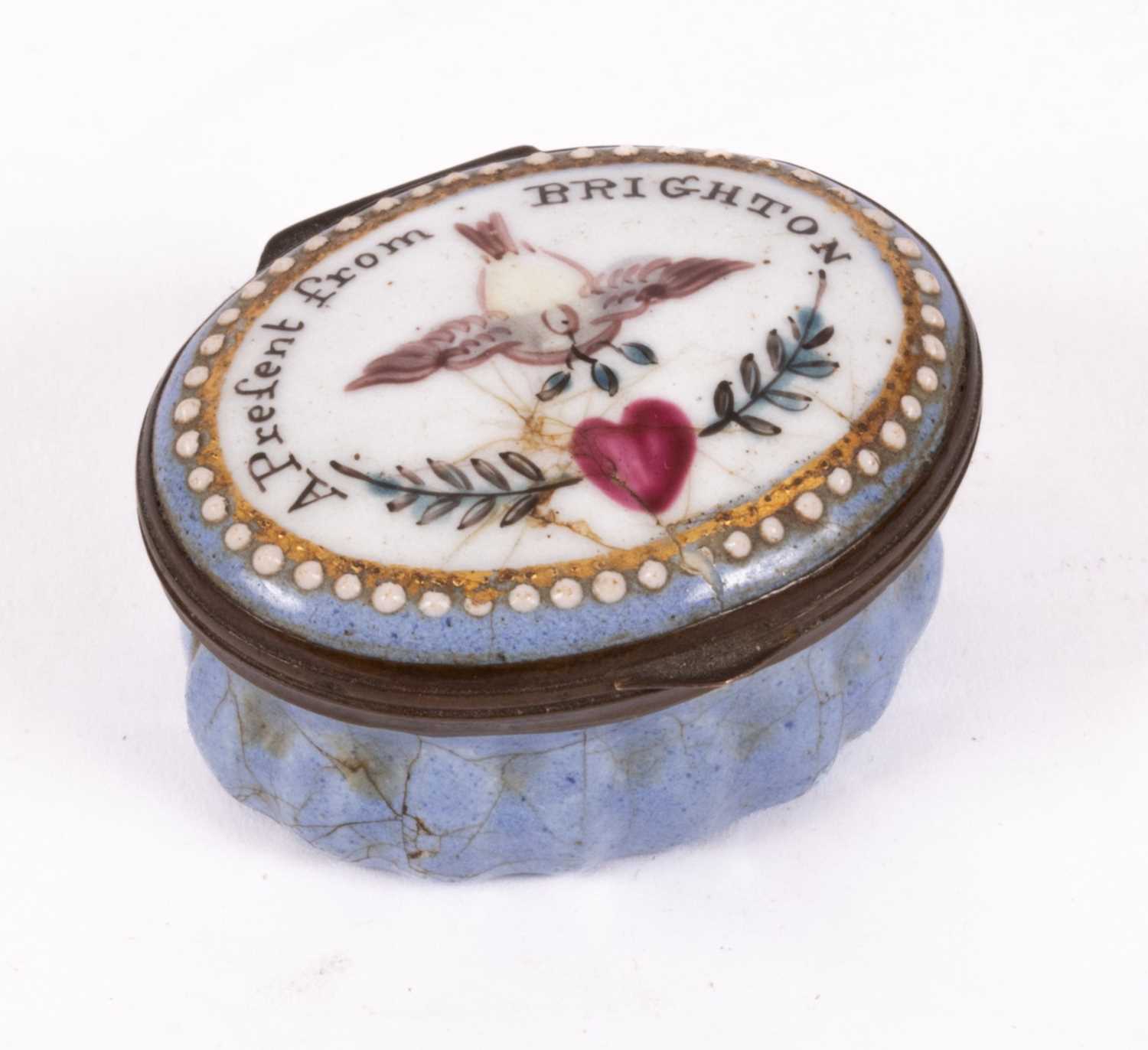 Lot 117 - A Bilston enamel patch box, the cover