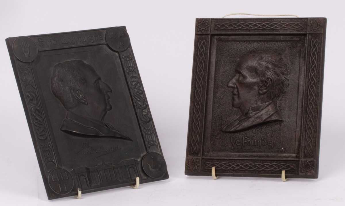 Lot 305 - Two early 20th Century cast plaques, by