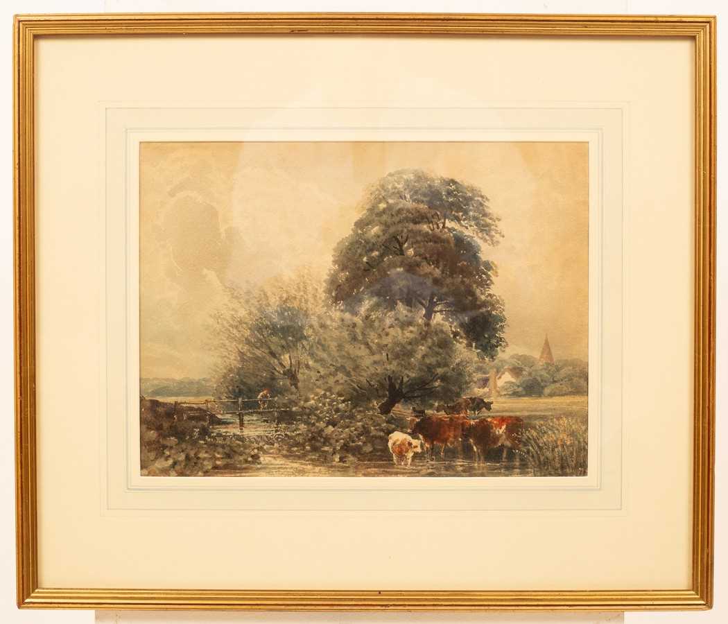 Lot 990 - Peter de Wint (1784-1849)/Cattle Watering/in