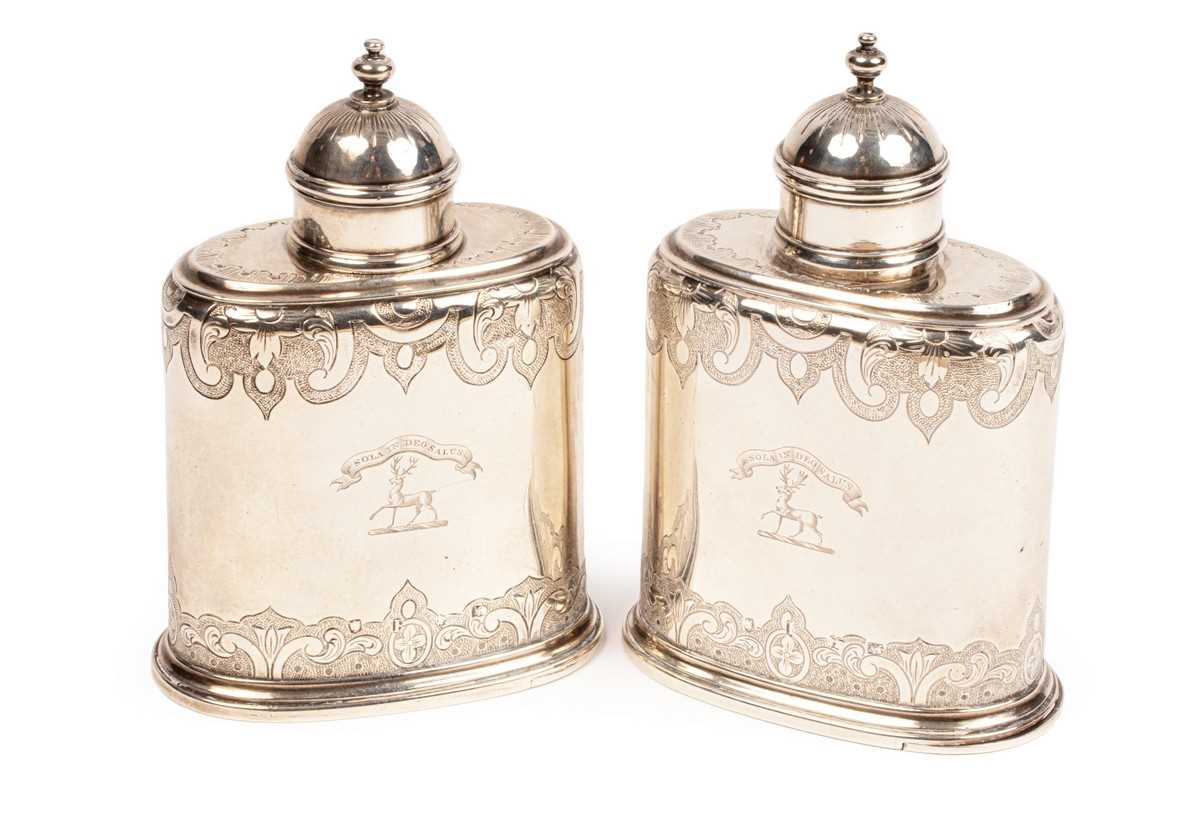 Lot 107 - A pair of George I silver tea caddies, maker