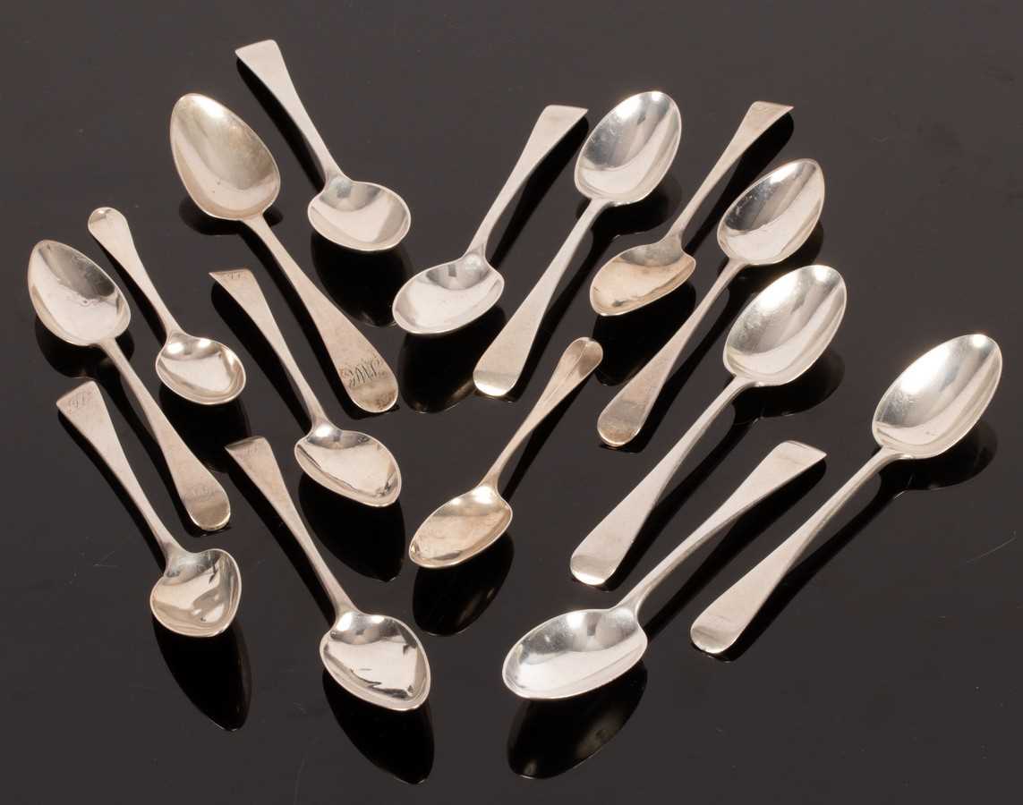 Lot 27 - Six George III Old English pattern silver