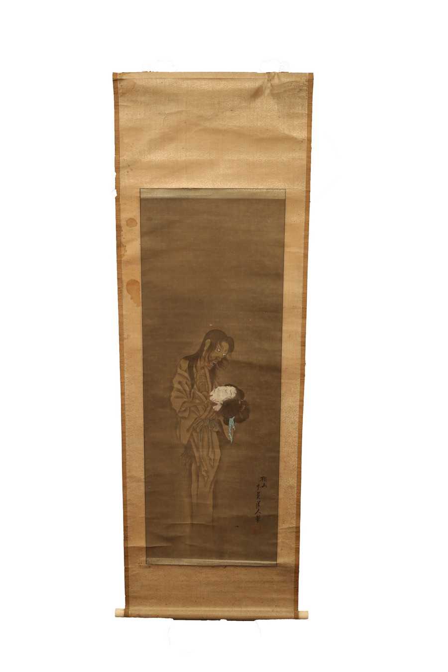 Lot 1029 - A Japanese 'ghost scroll' painted in ink on
