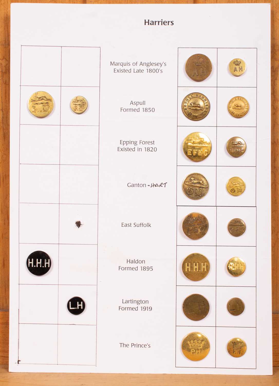 Lot 466 - Harrier pack hunt buttons