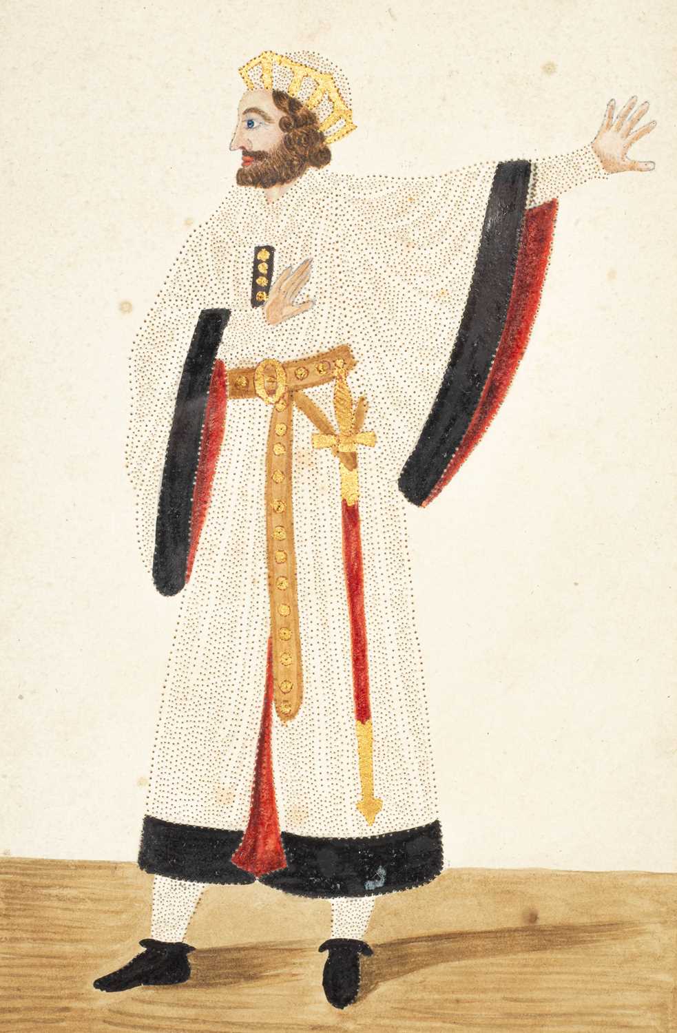 Lot 1063 - An 18th Century pin prick and watercolour